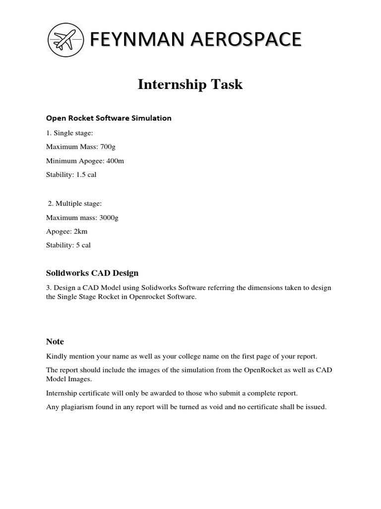 Rocket Design Internship Task | PDF | Teaching Methods & Materials