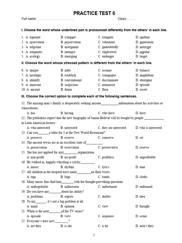 Practice Test 6 | PDF | Young Adult