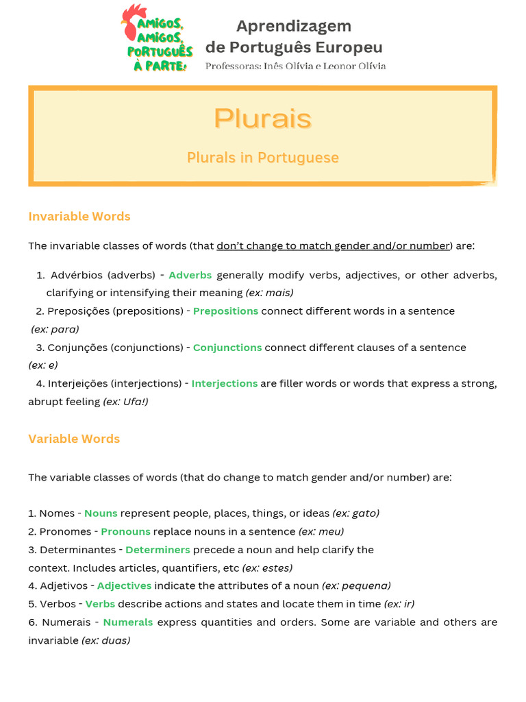Plurais | PDF | Adverb | Word