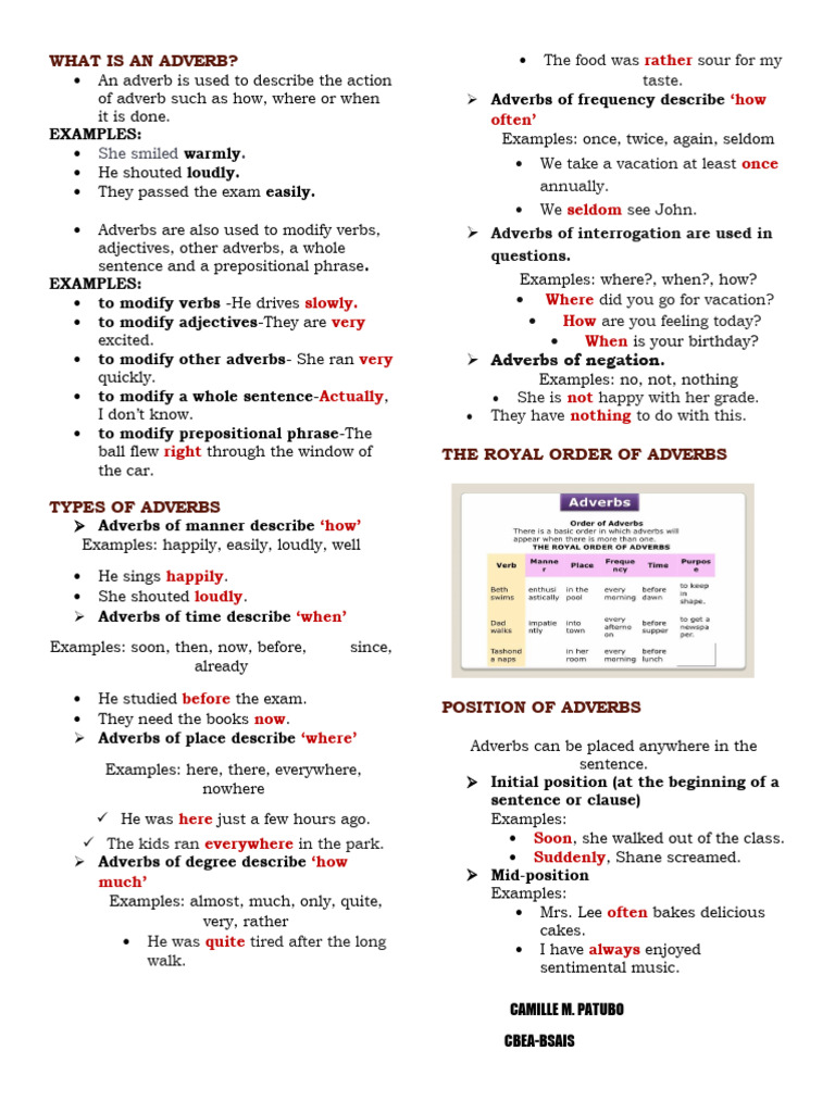 Adverb Notes | PDF | Adverb | Languages