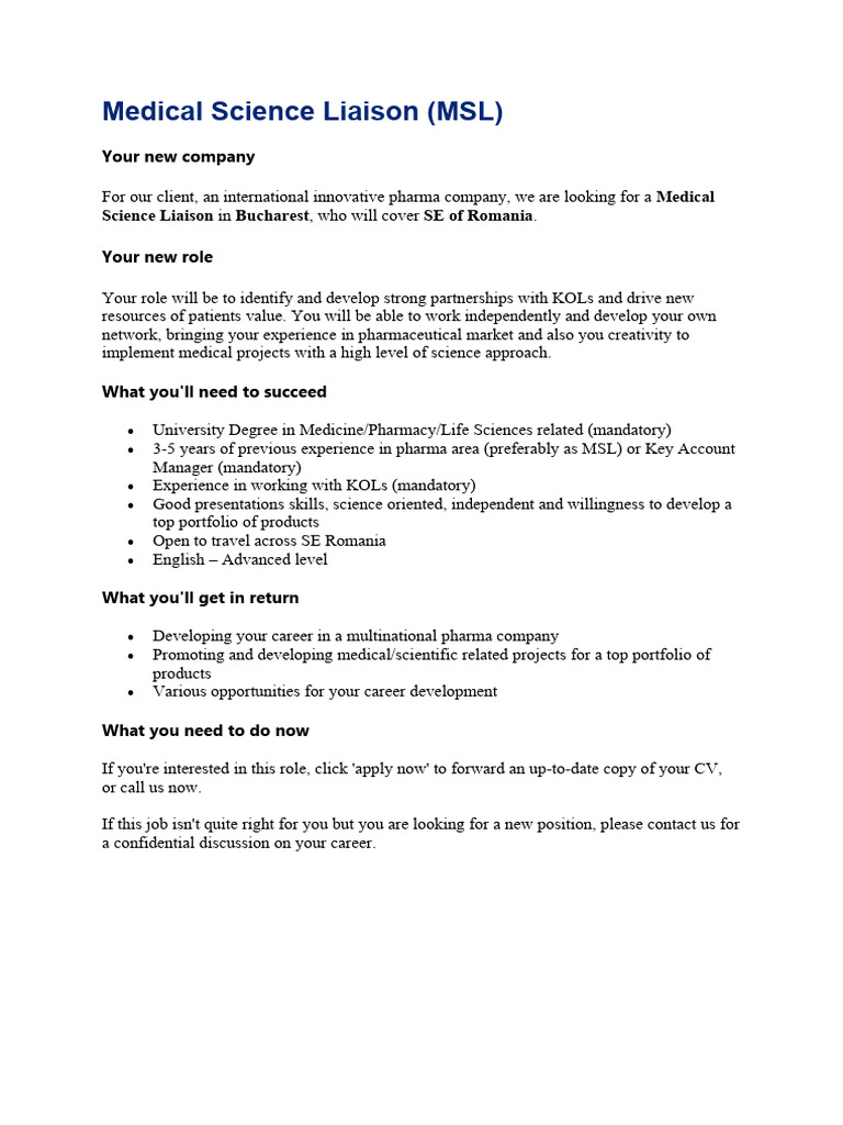 JD Hays - Medical Science Liaison (MSL) | PDF