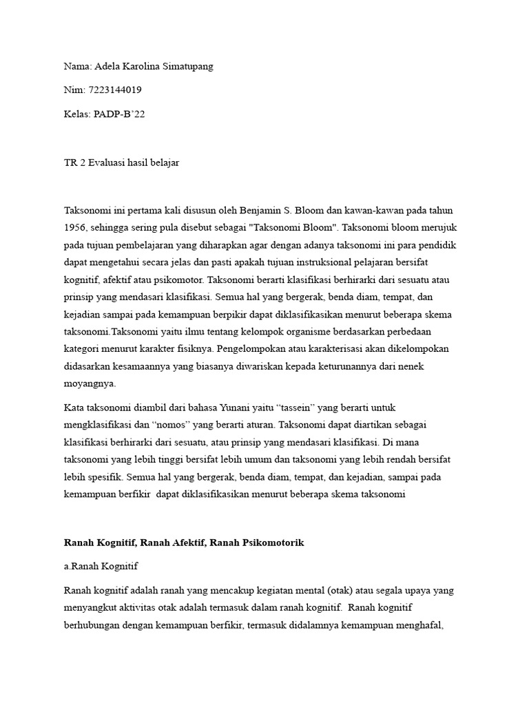 TR 2 Evaluasi Hasil Belajar | PDF | Karier & Perkembangan | Sains & Matematika
