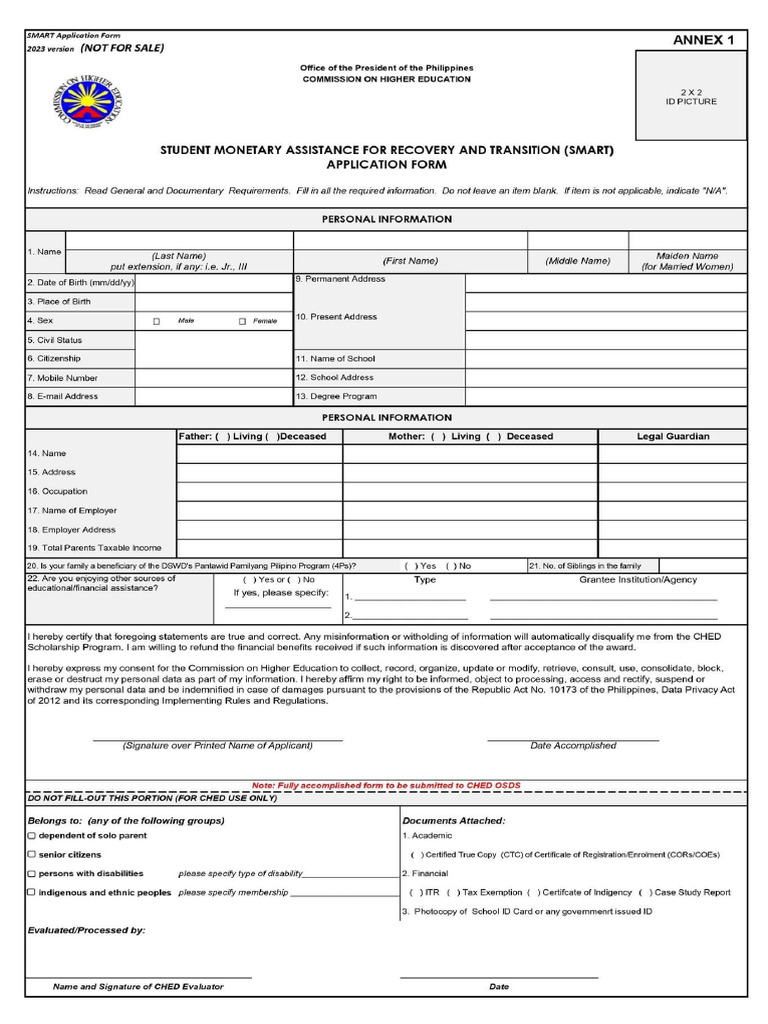 Ched Smart Application Form | PDF