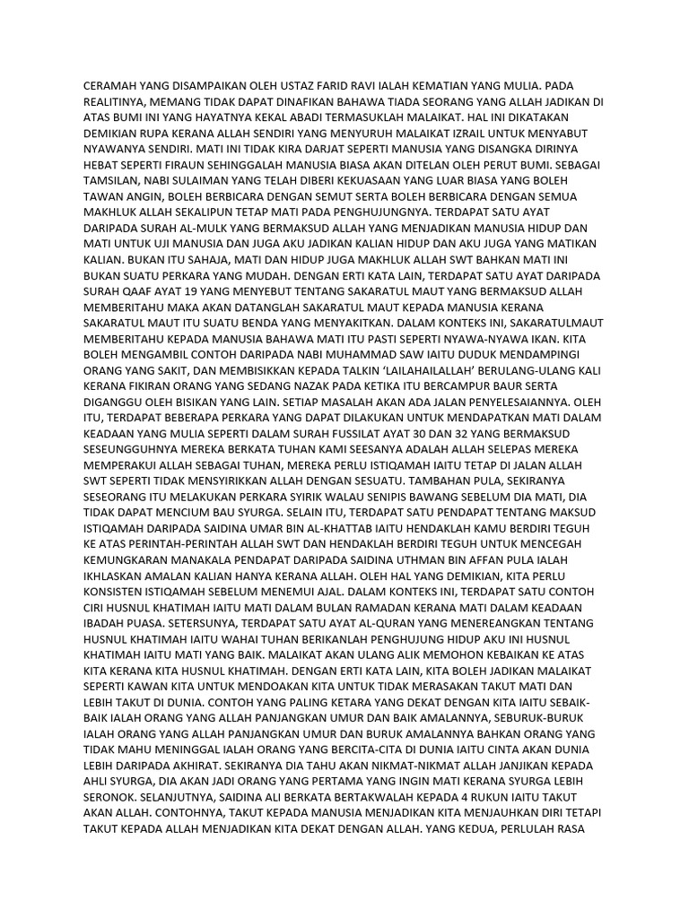 2020-8-28 Kematian Yang Mulia (Usrah) | PDF