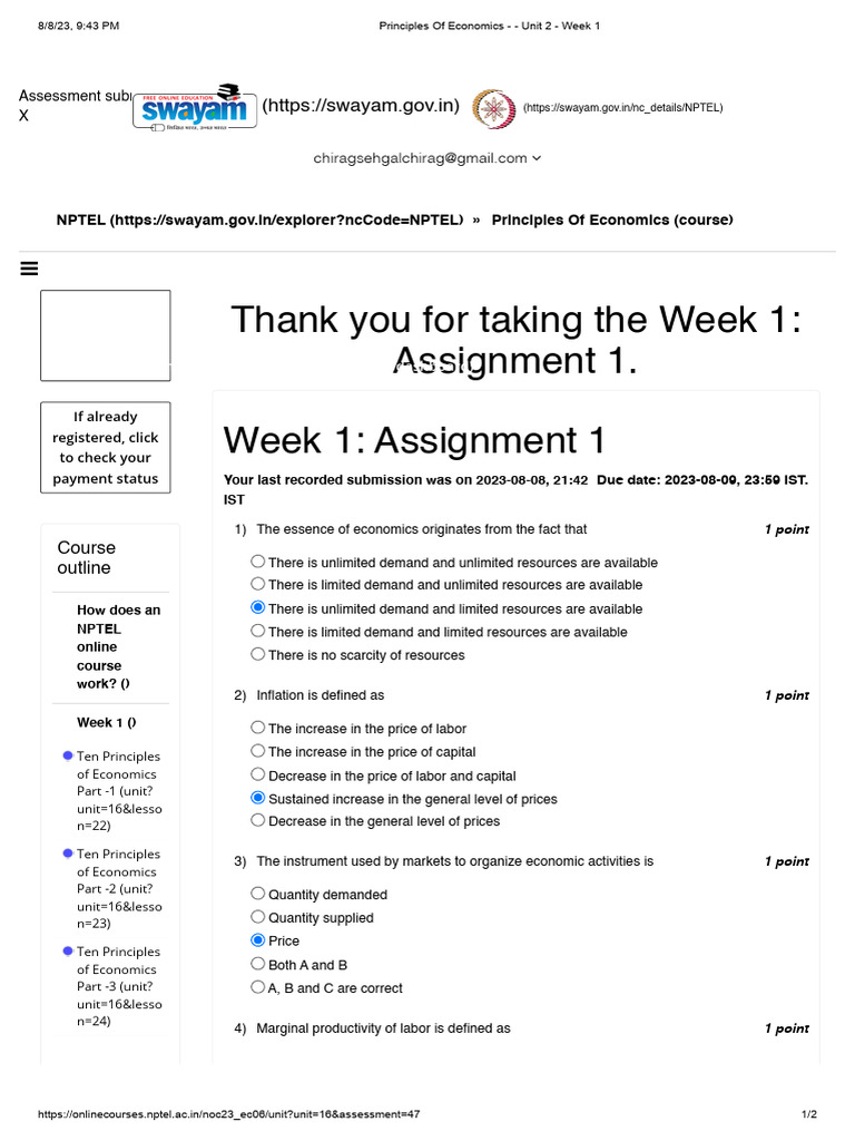 Principles of Economics - Unit 2 - Week 1 | PDF