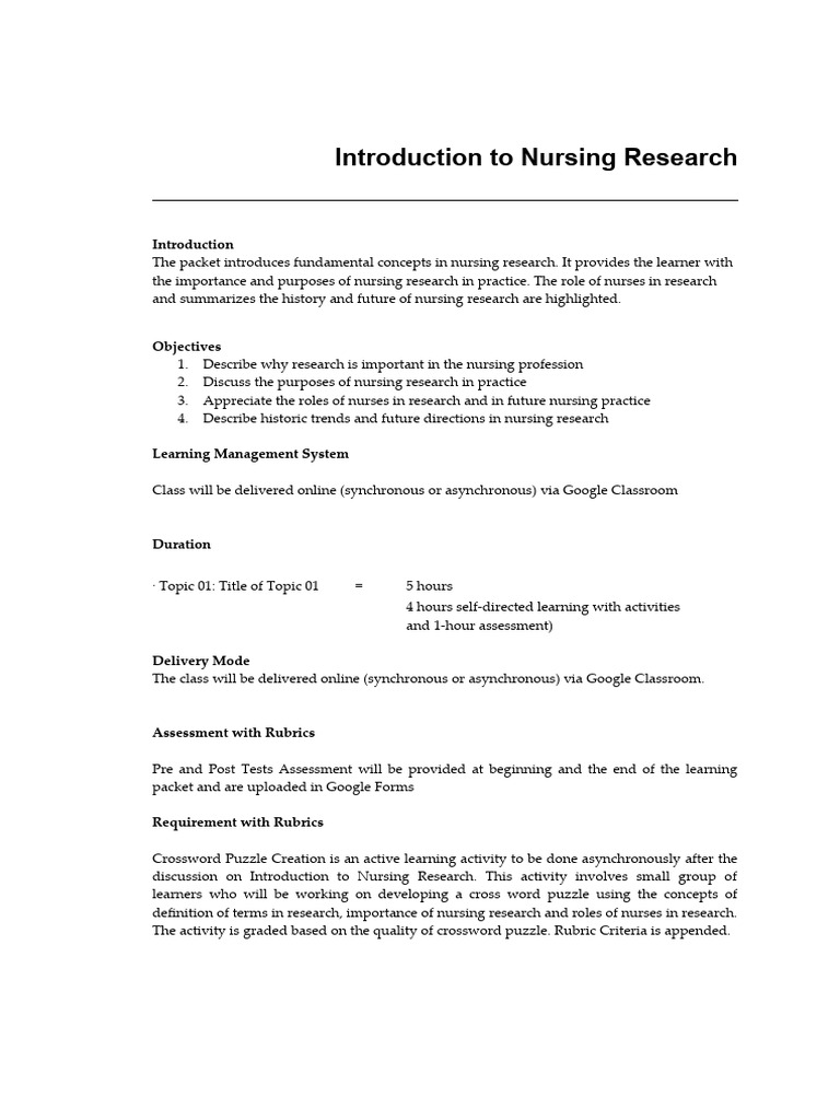 Introduction To Nursing Research 1-Module 1 | PDF | Nursing | Reason