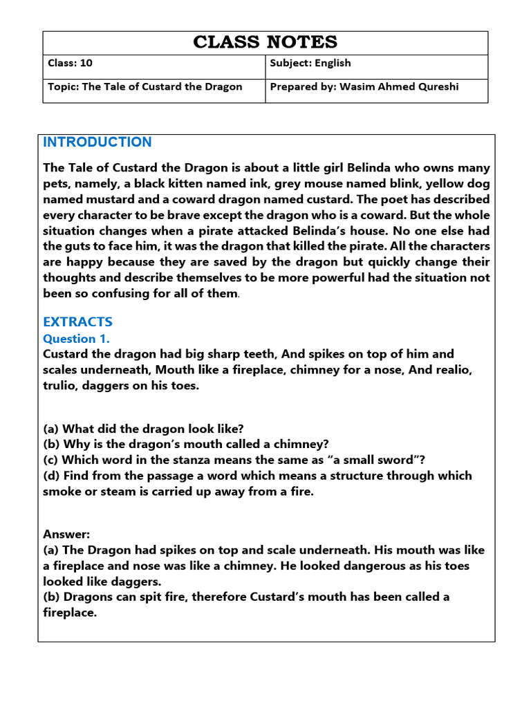 Custard the Cowardly Dragon Explained | PDF | General Fiction