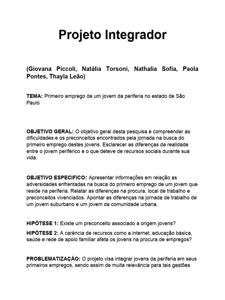 Projeto Integrador | PDF