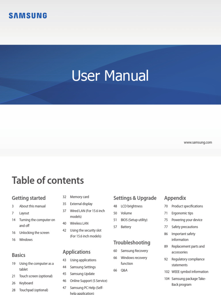 Laptop Np740u3m-K01us Win10 - Manual - ENG | PDF
