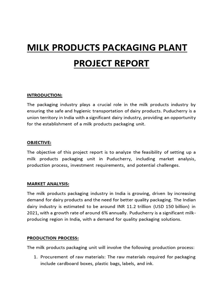 Mr. Azad Bansal - Project Report Milk Products | PDF