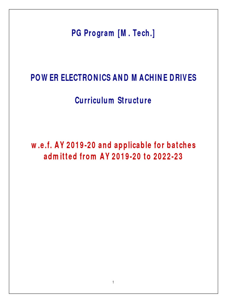 M-Tech - Electrical - PEMD-Structure - Syllabus - August 2019 | PDF ...