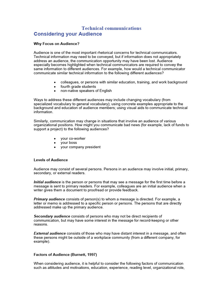 Technical Communications | PDF | Communication | Experience
