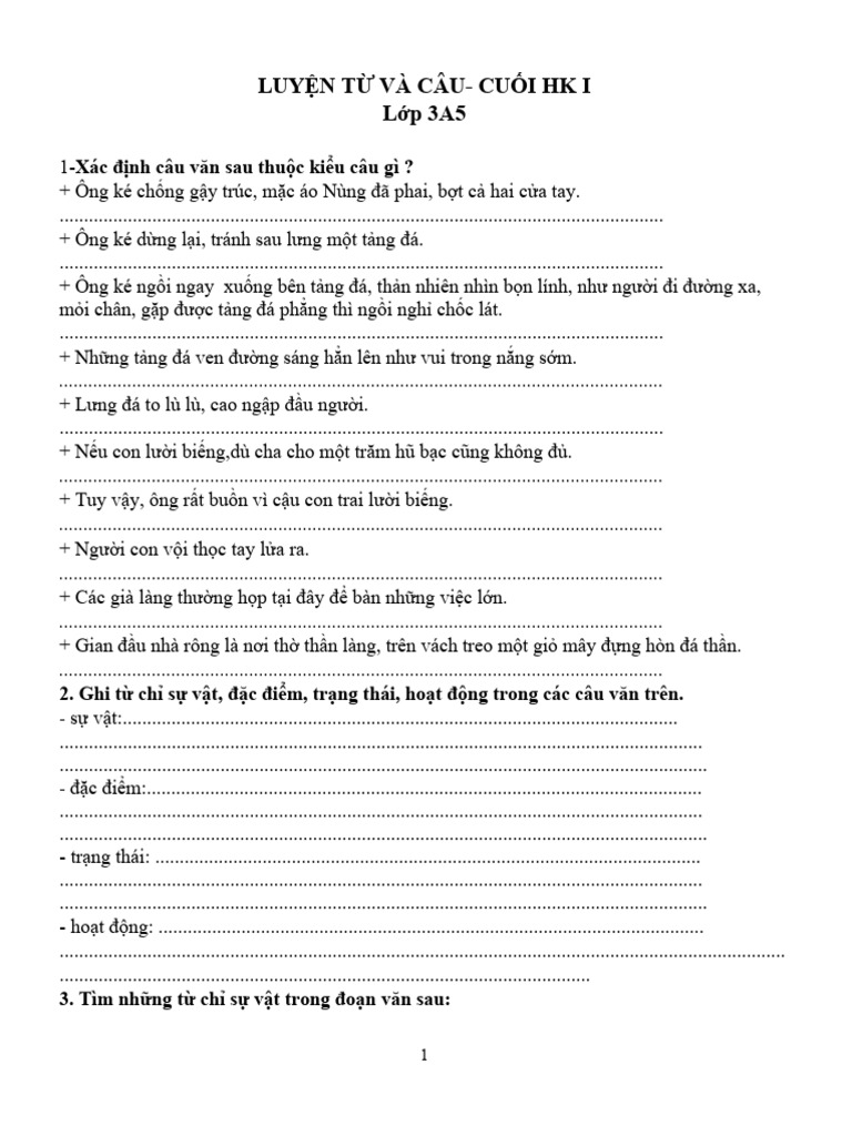 On LTVC Cuoi Hkilop 3 2019 2020 | PDF