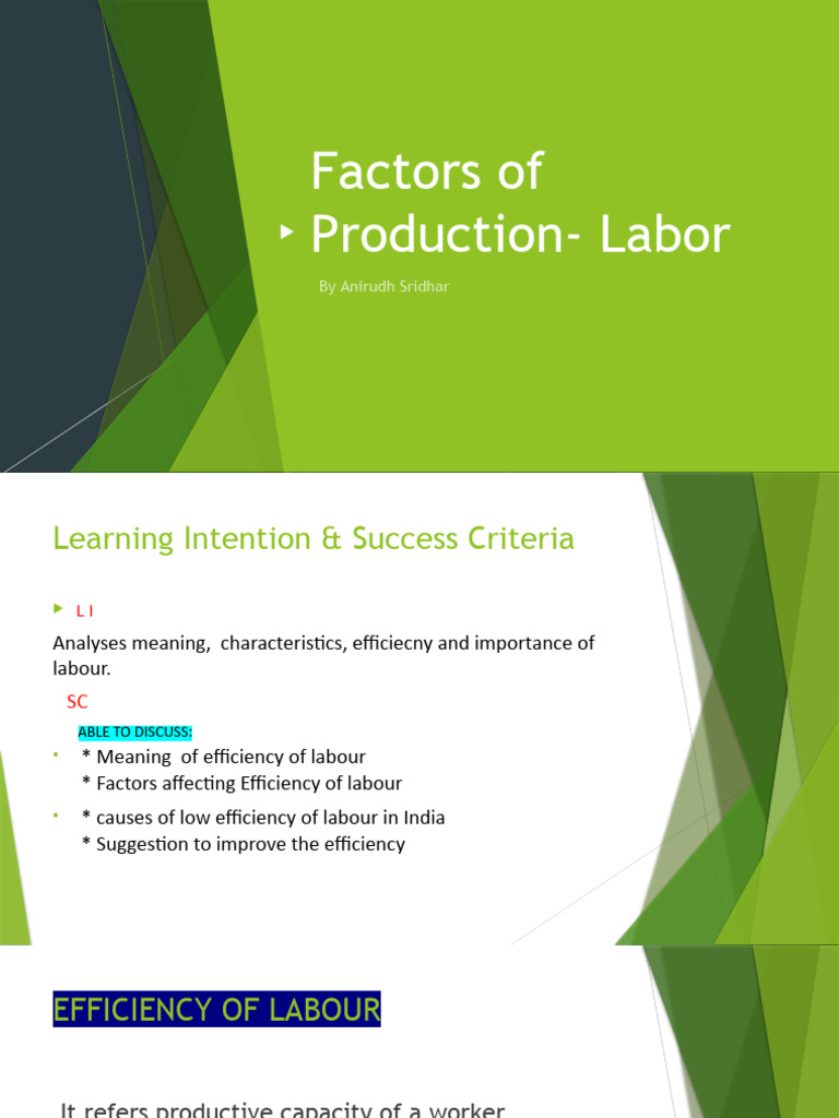 On - Efficiency of Labor & Division of Labour | PDF | Labour Economics | Division Of Labour