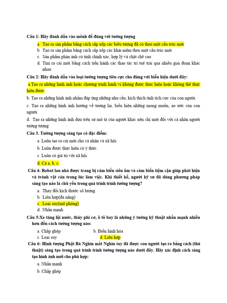 Cau Hoi Bai Tuong Tuong | PDF