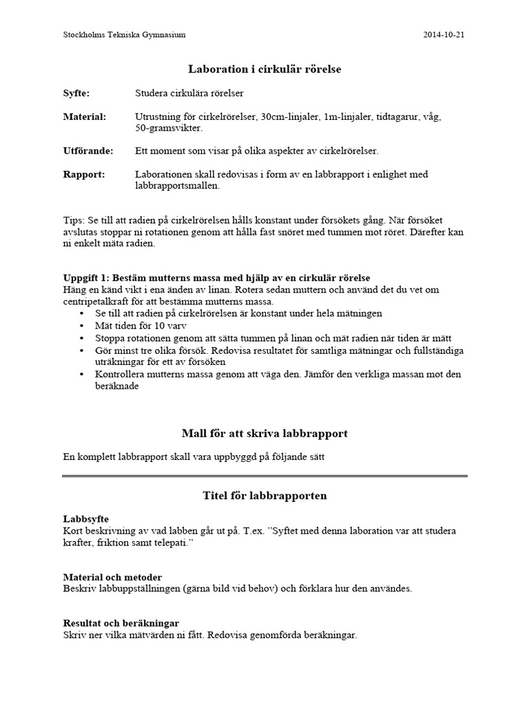 Labb Cirkulär Rörelse Version 4 Enbart Muttern | PDF