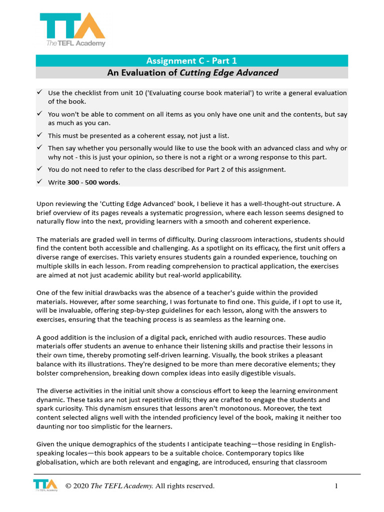 TEFL ACADEMY TASK 3 Evaluation Submission1 | PDF