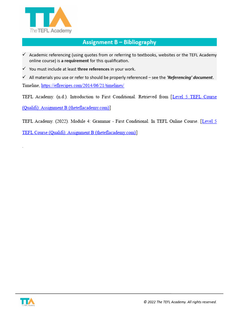 TEFL ACADEMY TASK 2 Bibliography Submission1 | PDF