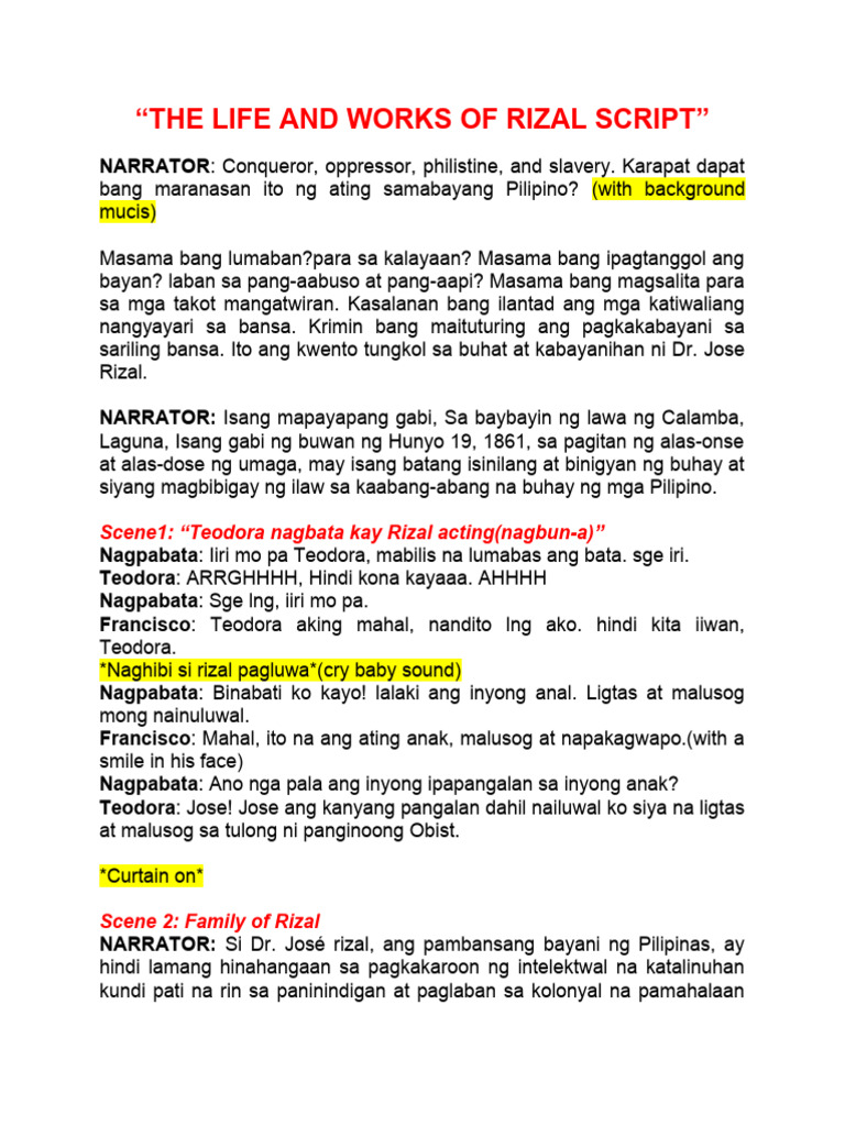 Rizal Role Play Script | PDF