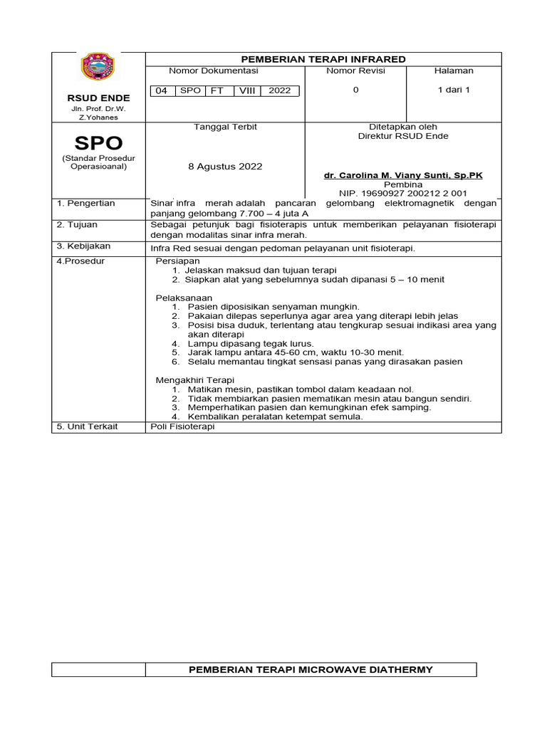 Spo Pemberian Terapi Infrared | PDF