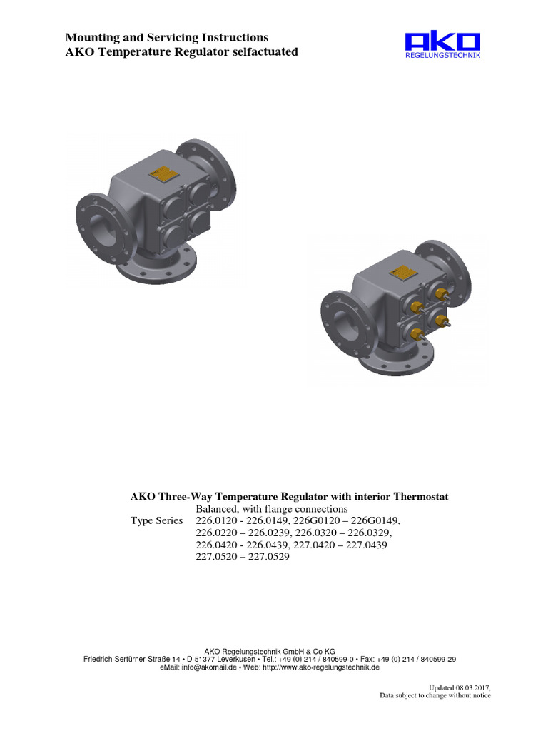 Mounting and Servicing Instructions AKO Temperature Regulator ...