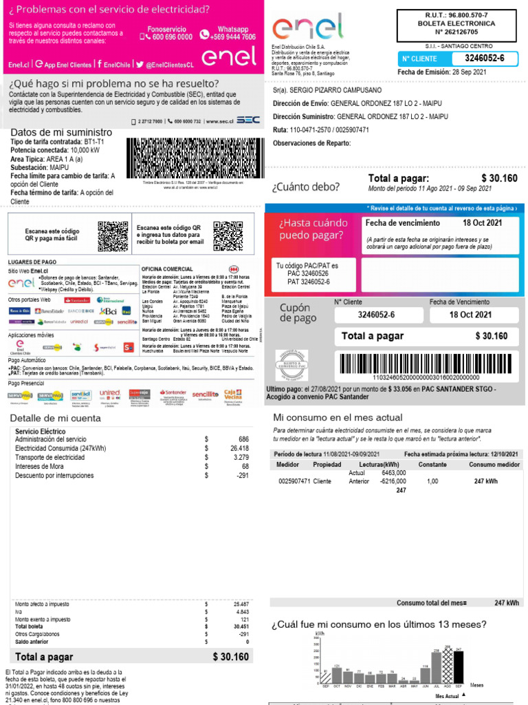 Boleta Enel | PDF | Electricidad | Ingenieria Eléctrica