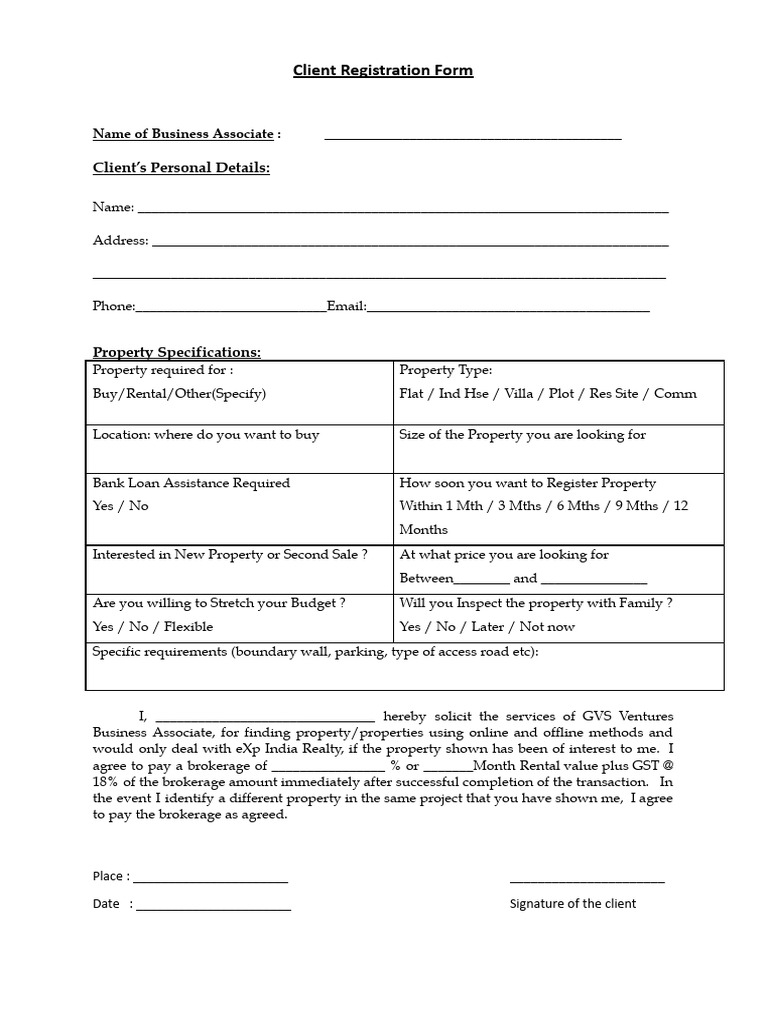Client Detail Form - Residential | PDF | Business