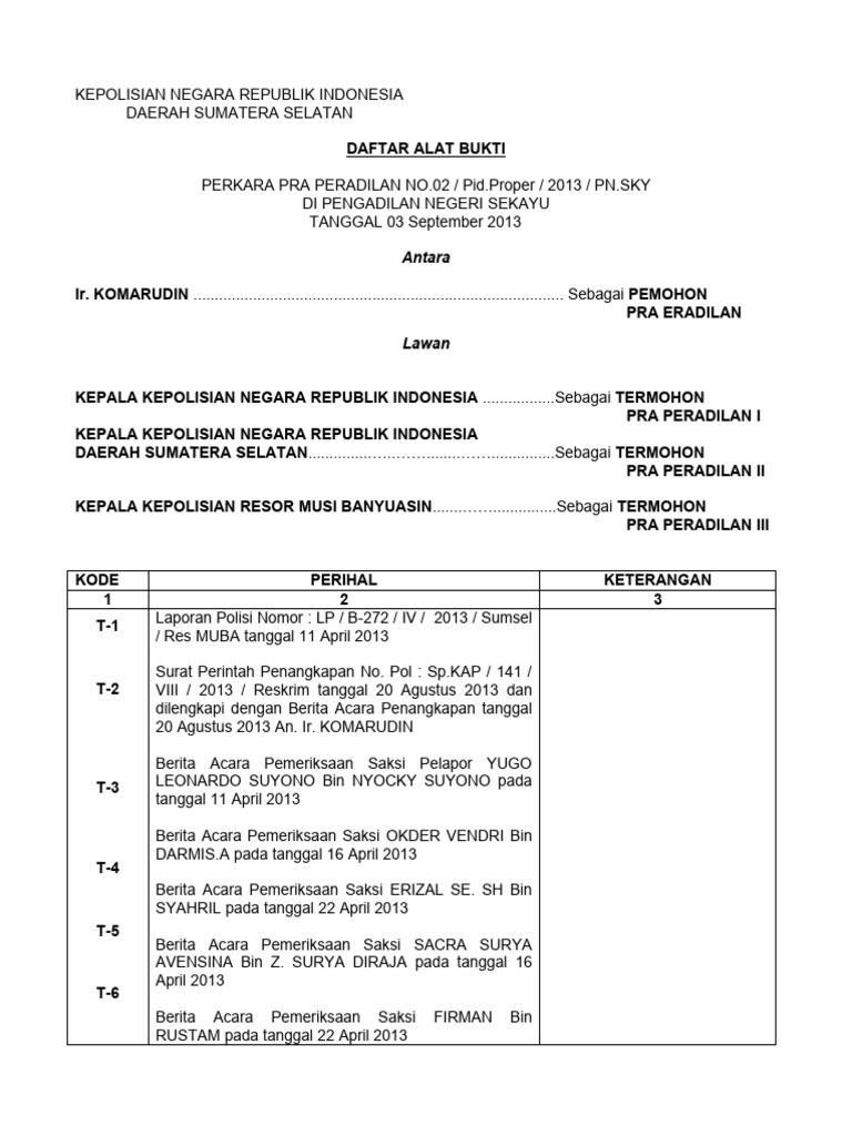 Daftar Alat Bukti Ir Komarudin Pdf 