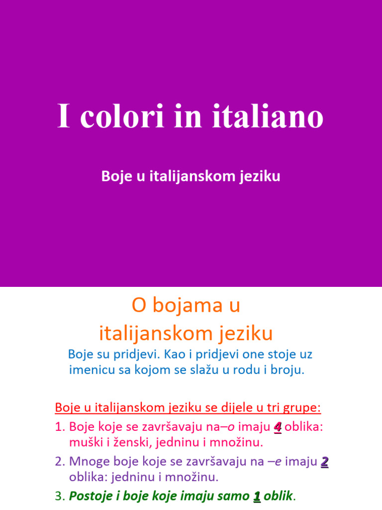 I Colori in Italiano | PDF