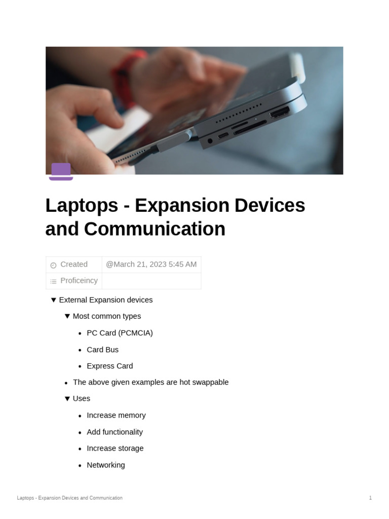 Laptops - Expansion Devices and Communication | PDF