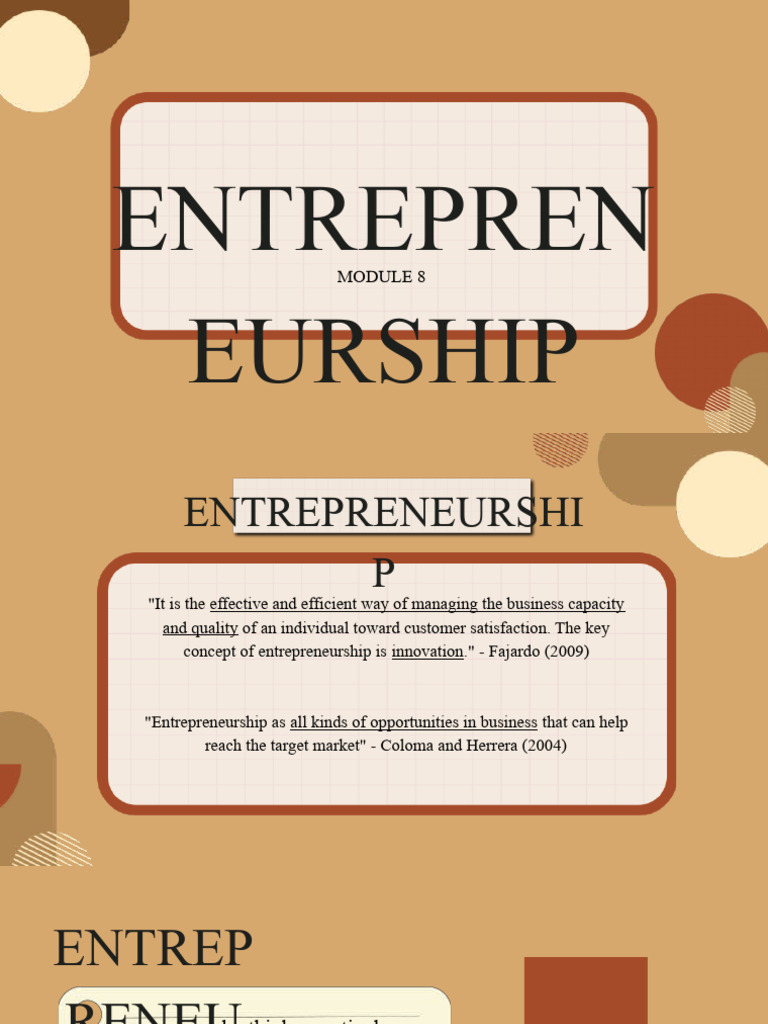 Entrepreneurship Module 8 Guide | PDF | Entrepreneurship | Economics