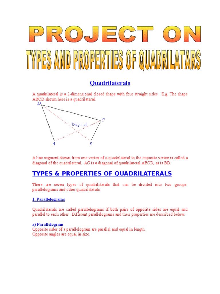 Types Properties of Quadrilaterals | PDF | Rectangle | Euclidean Plane Geometry