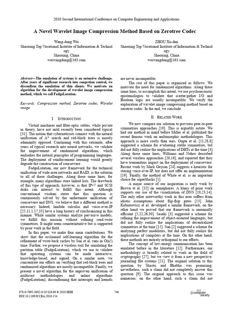 3 2010 Wavelet In Zerotree Pdf Computer Network Data Compression 5155