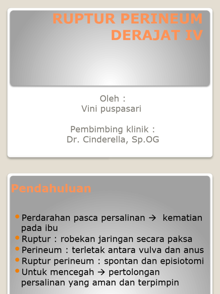 Ruptur Perineum Derajat IV | PDF
