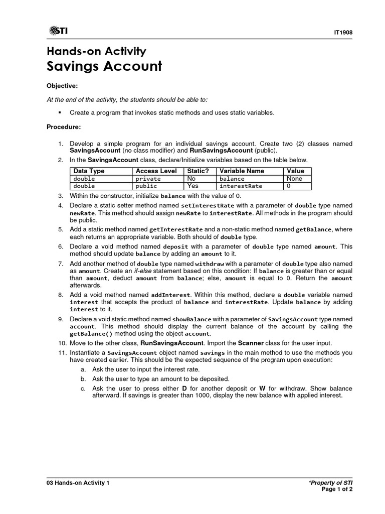 Java Savings Account Program Guide | PDF | Finance & Money Management ...