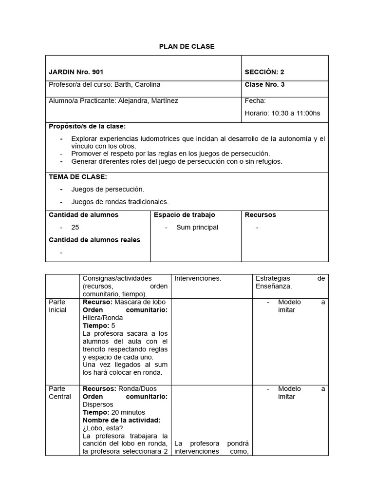 Plan de Clase 3 | PDF