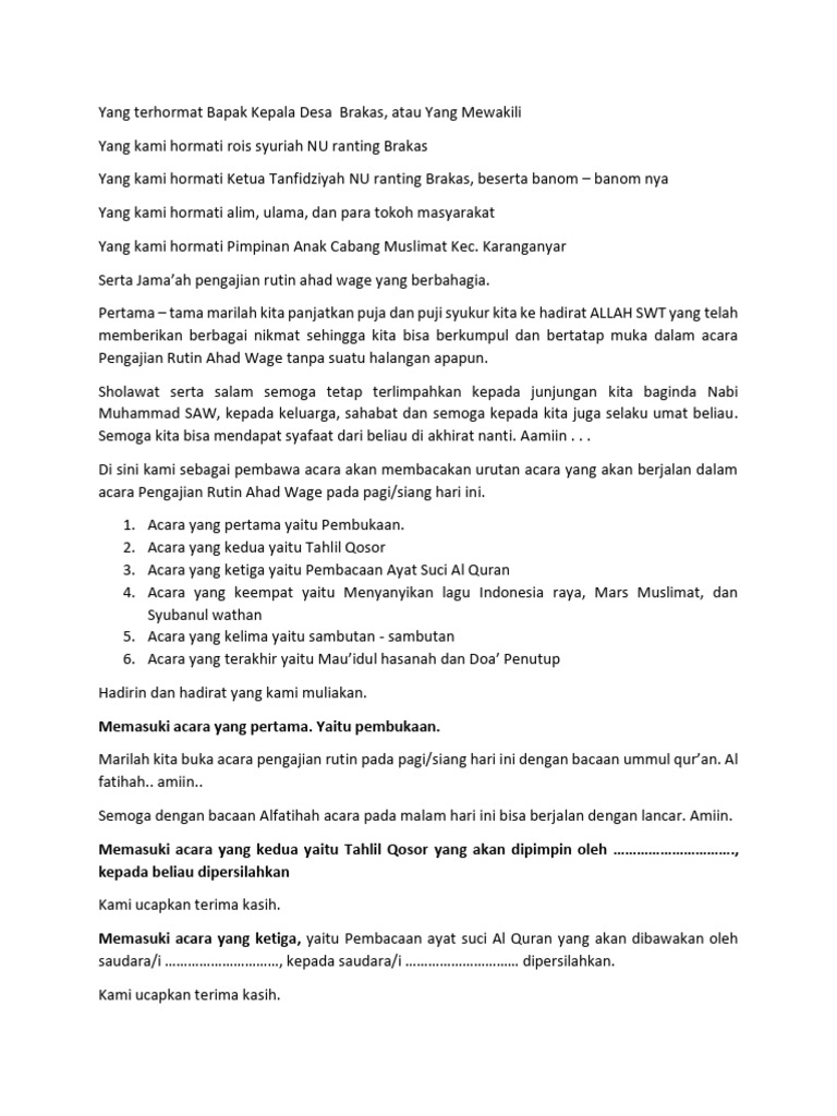 Pembawa Acara Muslimat | PDF