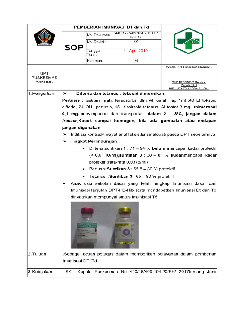 SOP TD Dan DT - INDUK | PDF