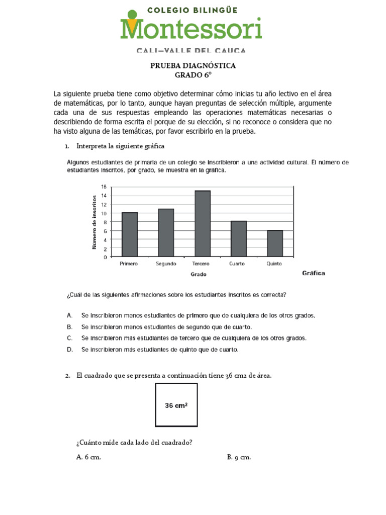 Prueba Diagnostica Grado Sexto | PDF
