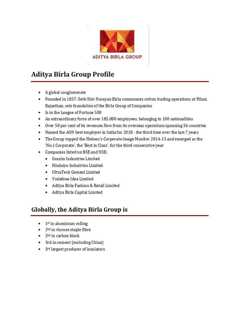 Aditya Birla Group Overview and Impact | PDF | Economy Of India | Companies