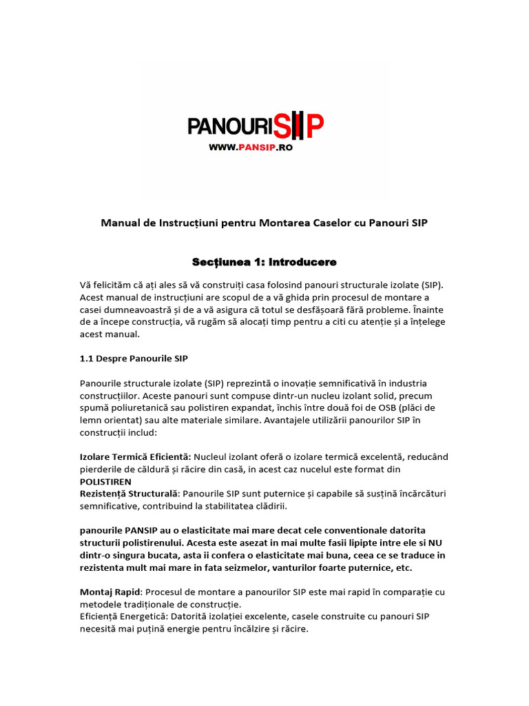 MANUAL INSTALARE panouri sip | PDF