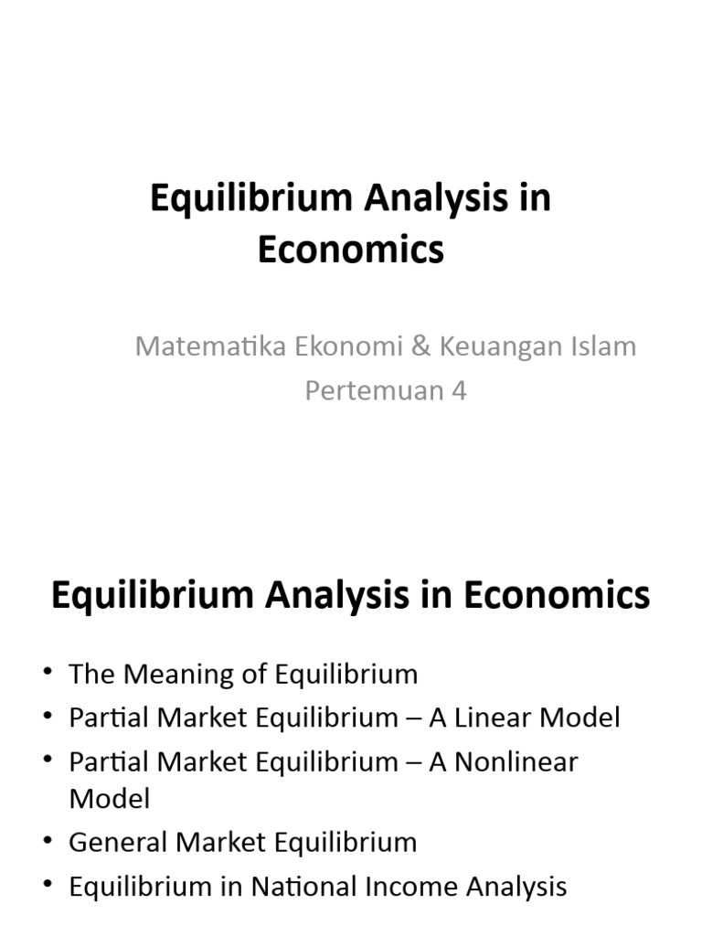 MatekIs - 2 - Equilibrium Analysis in Economics - 2019 | PDF