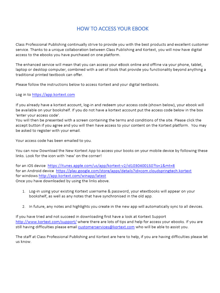 E-Book Access Guide for Customers | PDF