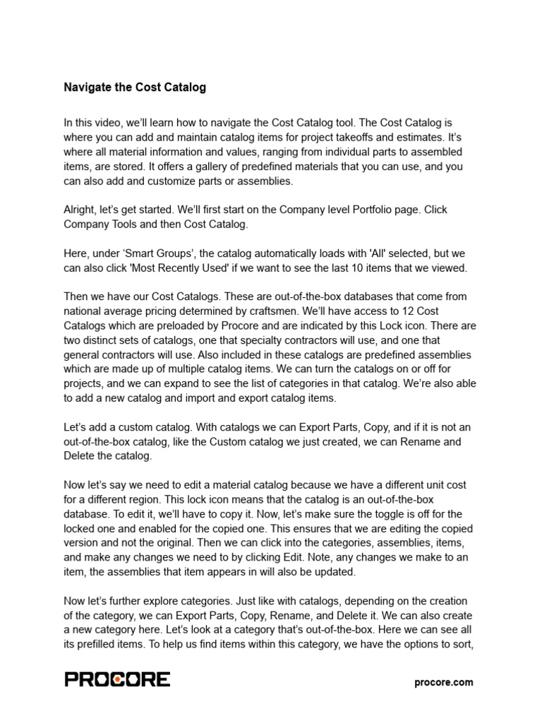 Cost Catalog Navigate The Cost Catalog | Download Free PDF | Information Technology | Computing