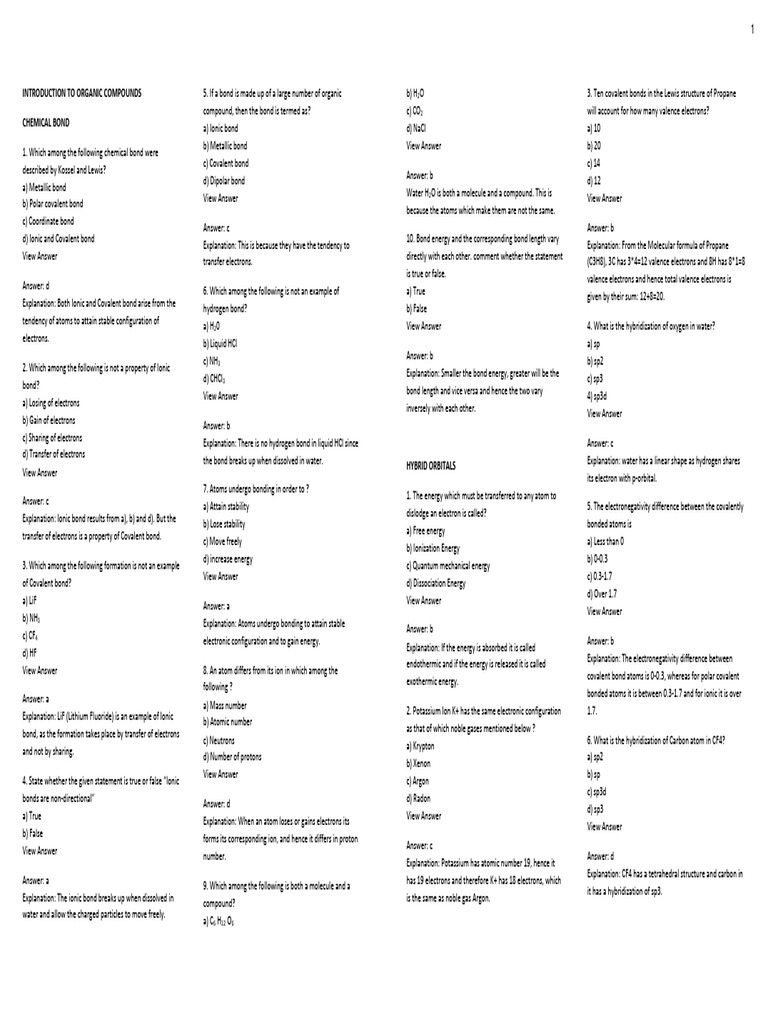 CHT Reviewer OChem 5 | PDF | Chemical Bond | Isomer