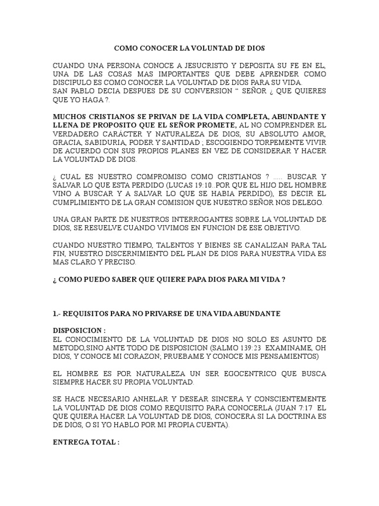 Como Conocer La Voluntad de Dios | PDF