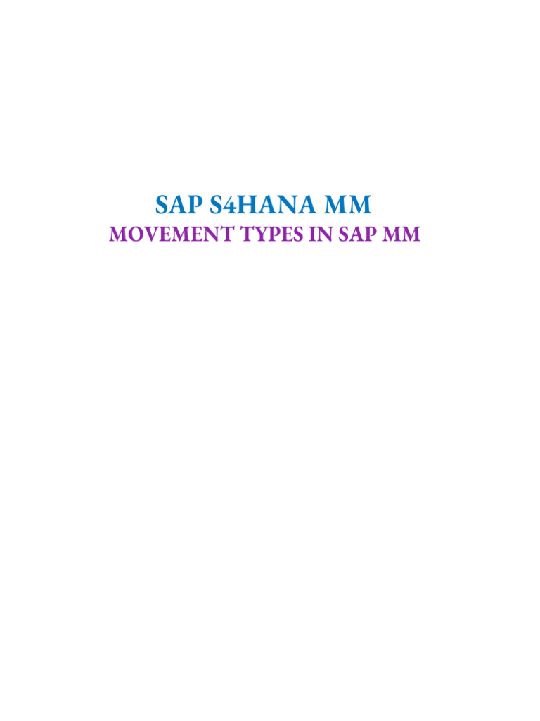 SAP S4HANA MM (Movement Types in SAP MM) | PDF | Receipt | Goods