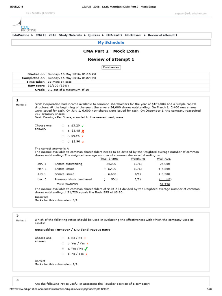 CMA II 2016 Study Materials CMA Part 2 M | PDF | Depreciation | Revenue