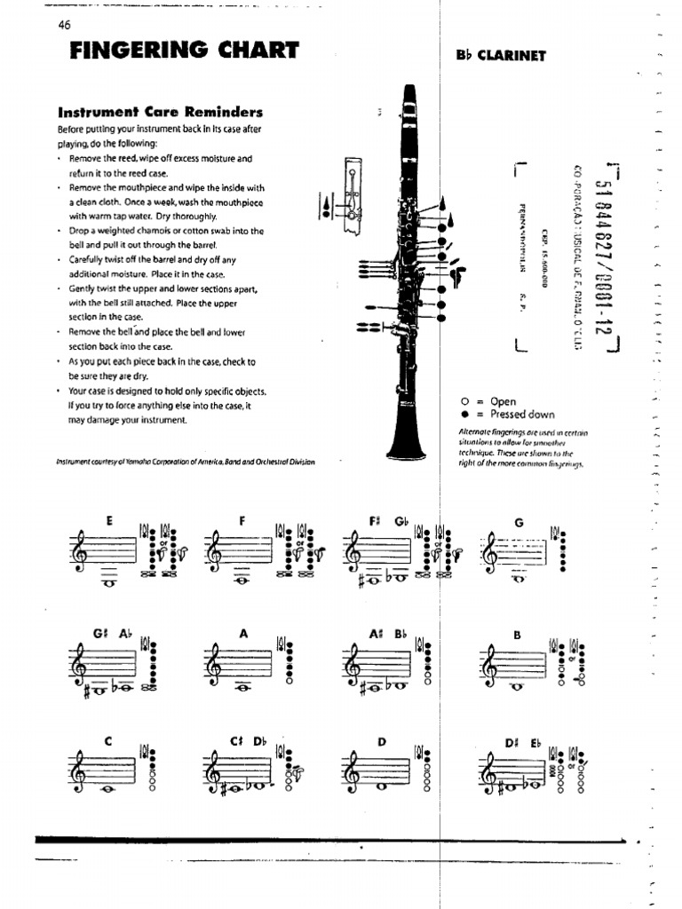 Tabela de Notas - Clarinete | PDF