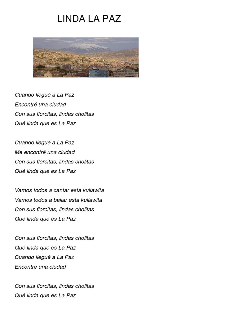 Linda La Paz | PDF | América del Sur | Comunidad andina